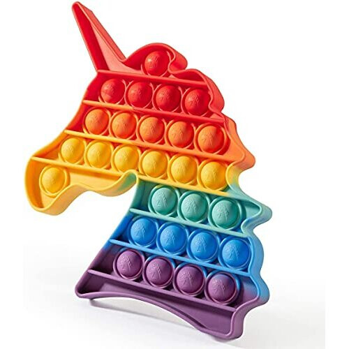 Pop It Fidget Toy Unicorn Shape Rainbow Pop Sensory Squeeze Poppet Toy ...