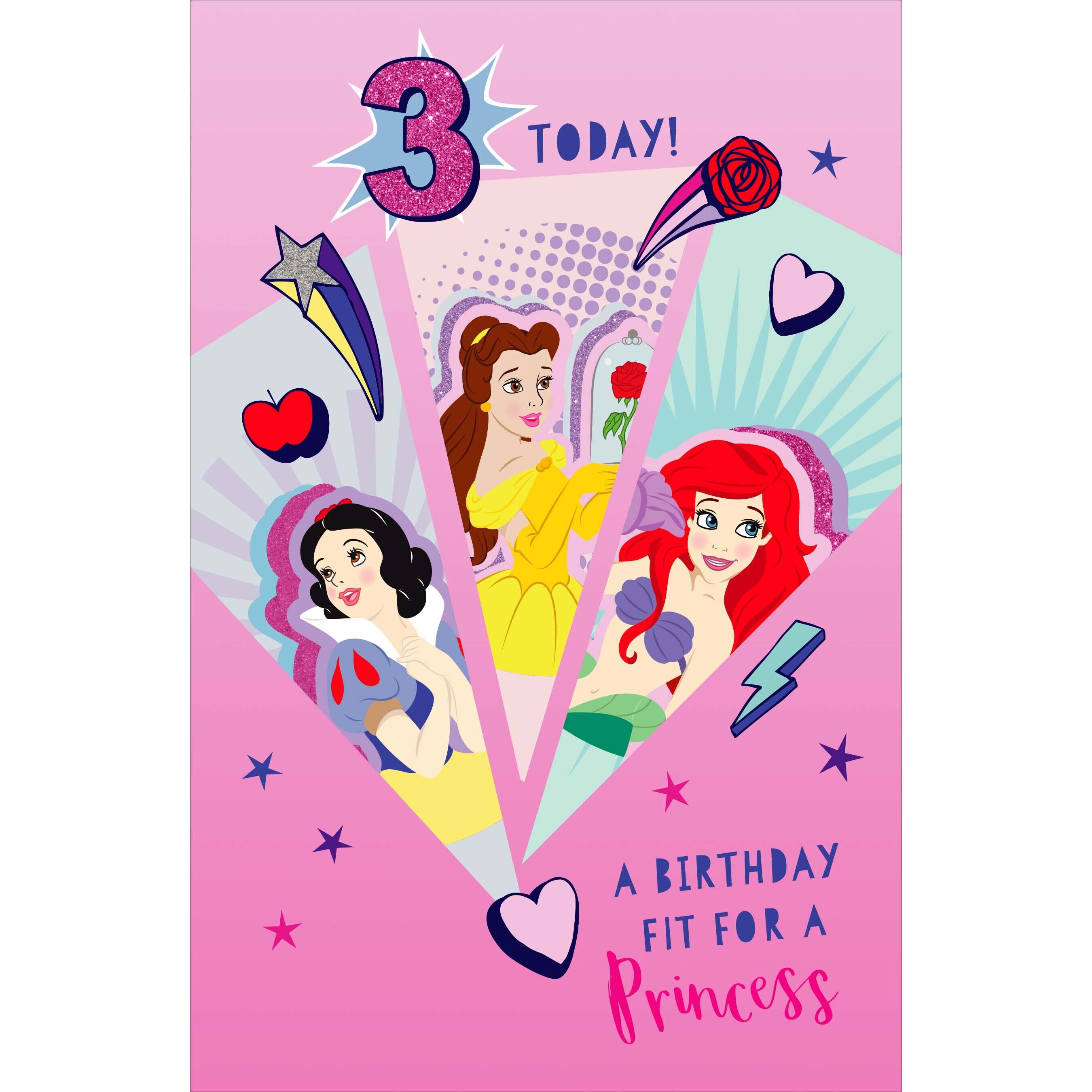 Disney Princess 3 Today Pop Out 3rd Birthday Greeting Card Disney ...