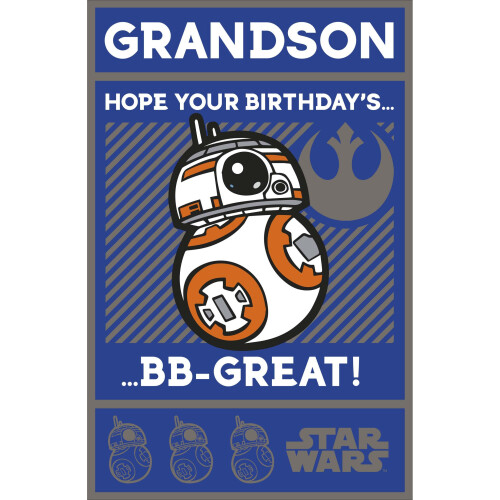 Star Wars BB-8 Droid Grandson Birthday Greeting Card Disney Character ...