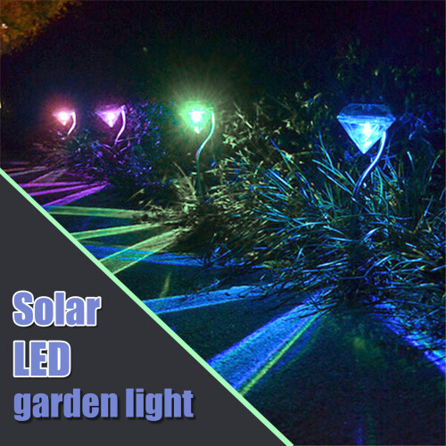 4PCS Solar Power Stainless Steel LED Diamond Stake Lights Garden Patio ...