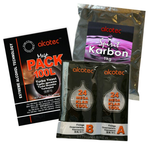 Alcotec Mega Pack 100L Turbo Yeast, Spirit Karbon and Mega-Klar 100L 24 hour on OnBuy