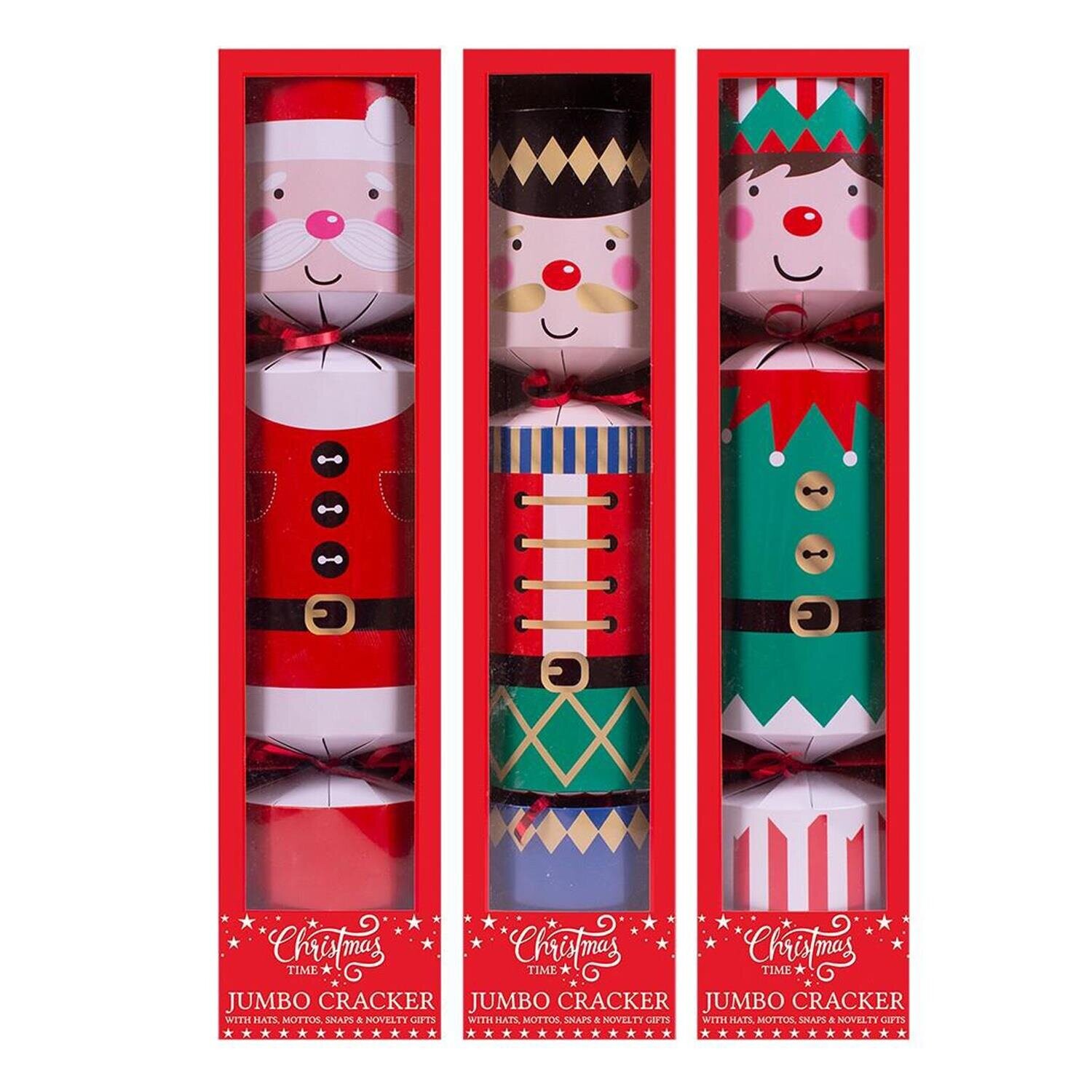 Jumbo Christmas Cracker Santa Elf Nutcracker Set Extra Large Giant Xmas ...