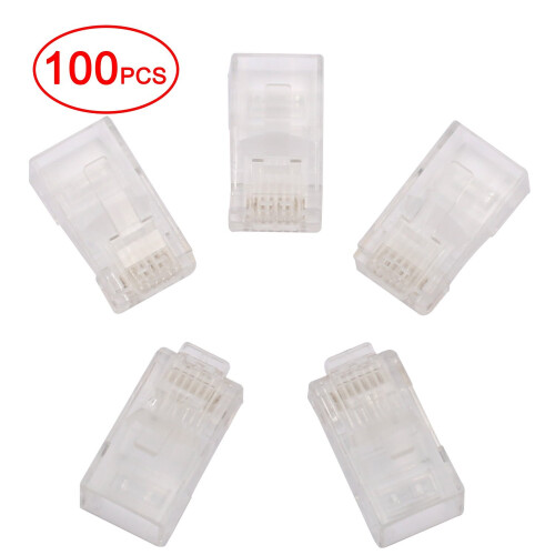 Postta RJ45 CAT5 CAT5E CAT6 Connector 8P8C UTP Gold Plated Ethernet Crystal Head 100 Pieces on OnBuy