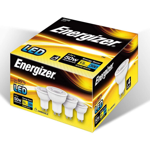 Energizer LED GU10 Dimmable Cool White Light Bulbs - 4 Packs Blister on ...