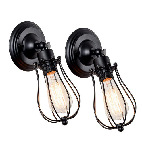 2 Pack Wall Light Industrial Adjustable Socket Rustic Wire Metal ...