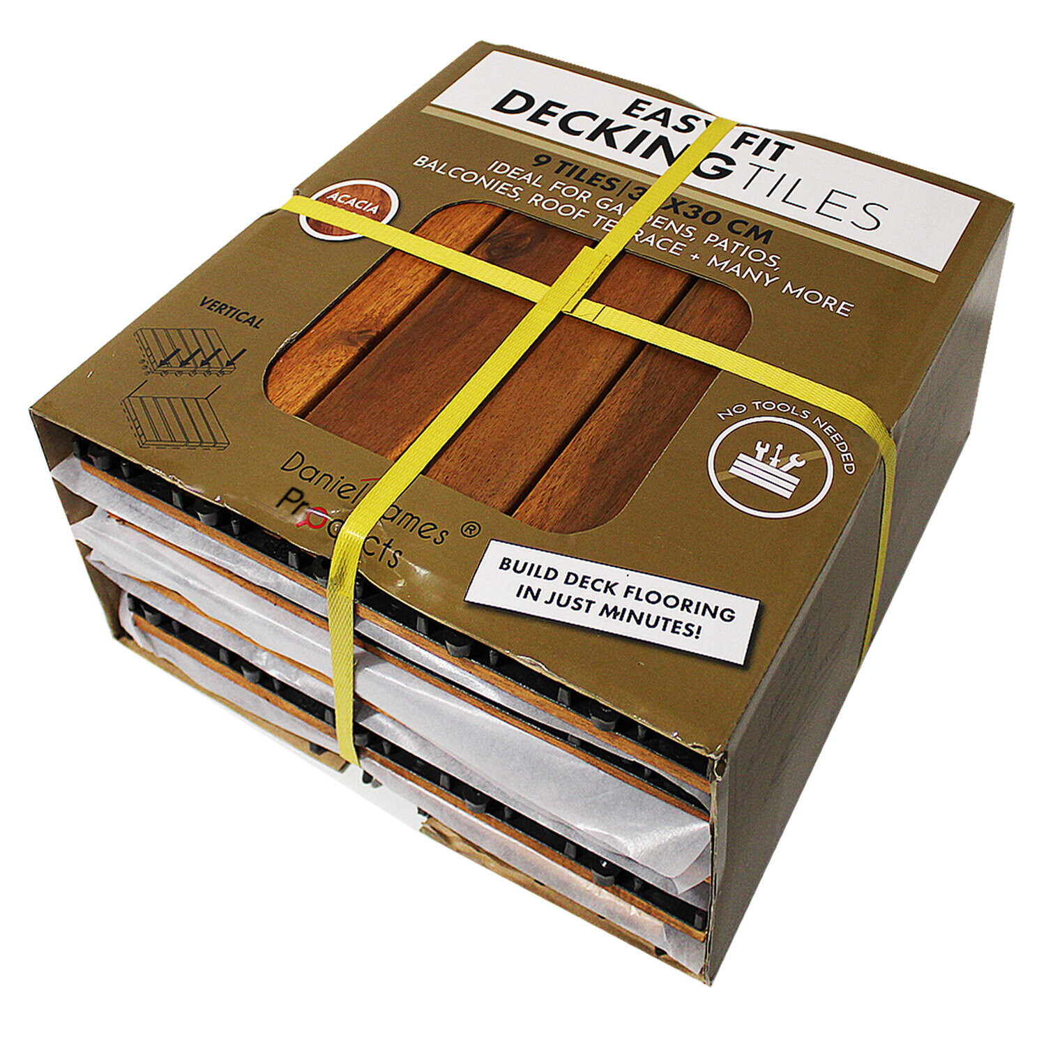 (One Pack (9 Tiles)) Easy Fit Wooden Click Deck Decking Tiles Hardwood ...