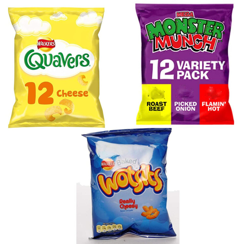 Walkers 60 Pack Snack Mix Party Box Quavers Wotsits Mega Monster Munch ...
