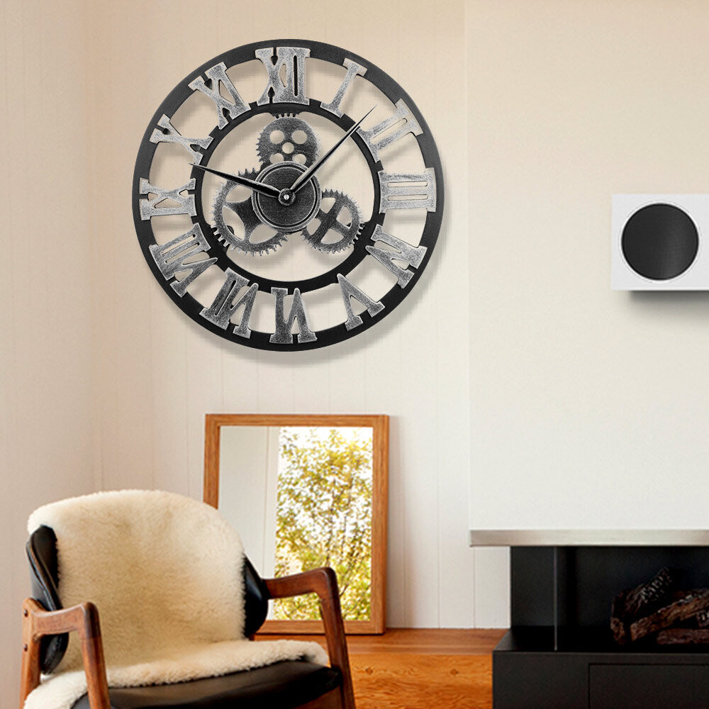 60CM EXTRA LARGE ROMAN NUMERALS SKELETON WALL CLOCK OPEN FACE ROUND on ...