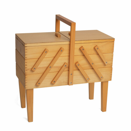 Hobby Gift Sewing Box: Cantilever: Wood: 3 Tier with Legs on OnBuy
