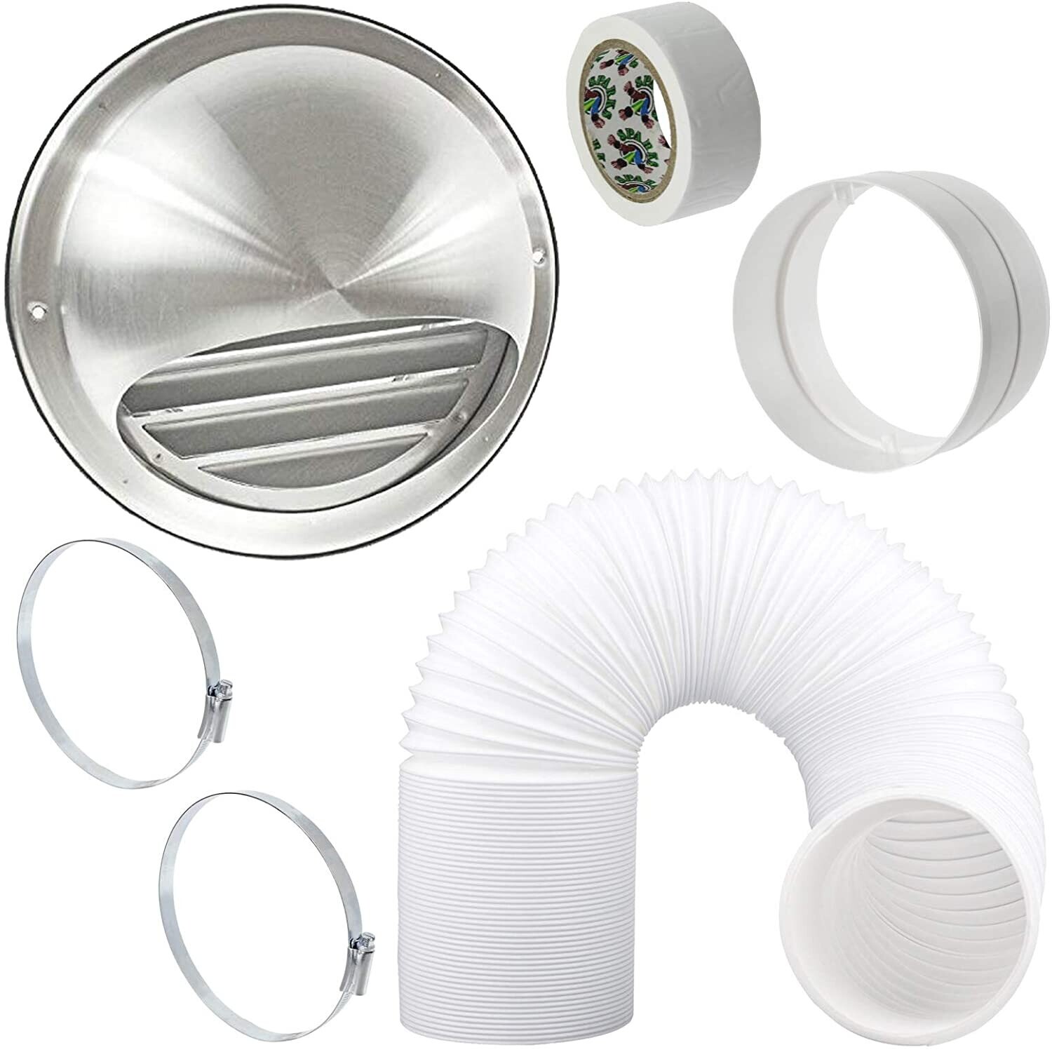 UNIVERSAL Bull Nose Wall Outlet Kit & Extension Hose for Vented Tumble ...