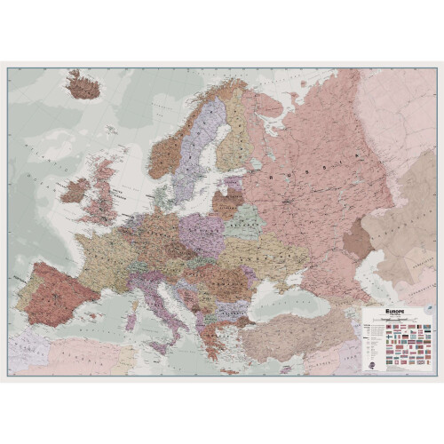 (135 cm x 98.5 cm, Laminated) Large Executive Europe Wall Map Political ...