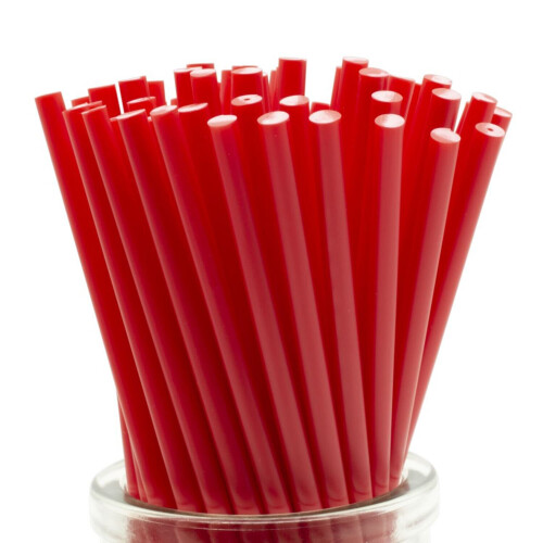 (Red, 150mm x 4.5mm (25 Pcs)) Plastic Lollipop Sticks - 150mm x 4.5mm ...
