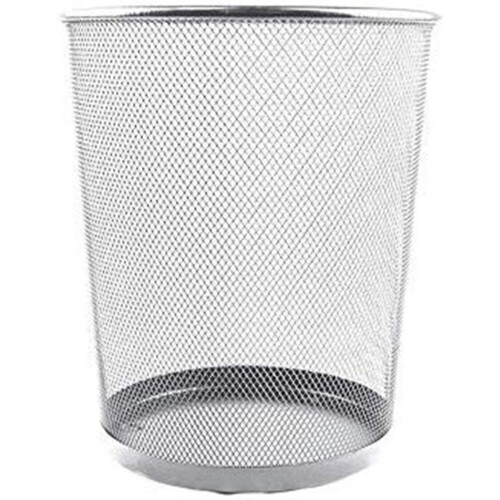 Circular Mesh Wastebasket Trash Can, Waste Basket Garbage (SILVER) on OnBuy