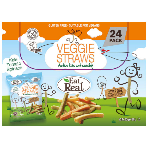 Eat Real Crisps Veggie Straws Chips Tomato Spinach Box 24 x 20g on OnBuy