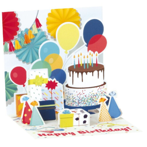 Birthday Cake & Candles Mini Pop-Up Birthday Greeting Card Up With ...