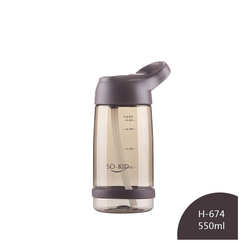 (Coffee-550ml) Water Bottle Straw Plastic BPA Leakproof Sports on OnBuy