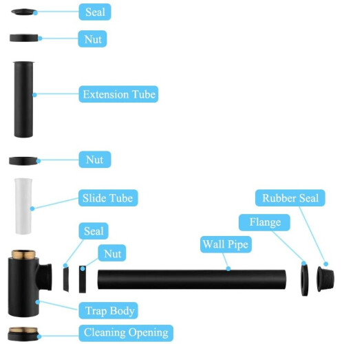 Brass Bottle Trap 1 1/4, Round Decorative P-Trap, Adjustable Waste ...