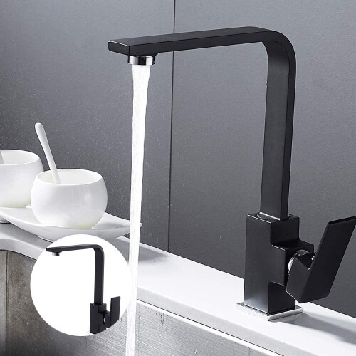 Kitchen Sink Taps Mixer Modern Design Single Lever Monobloc Tap Black ...