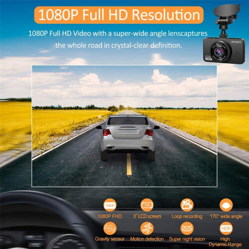 ORSKEY Dash Cam for Cars Front and Rear and SD Card Included 1080P Full ...