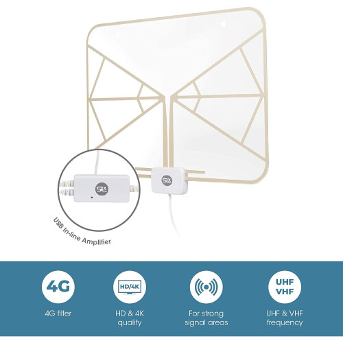Indoor TV Aerial for Digital Freeview, 2021 SLx 4K HD Paper-Thin ...