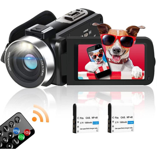 HD Video Camera Camcorder with LED Fill Light, 2.7K 1080P 42MP 30FPS ...