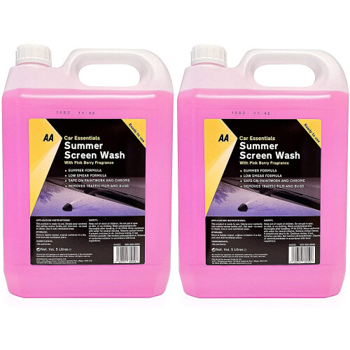 AA Car Essentials - 2 x 5L Summer Screenwash with Pink Berry Fragrance ...
