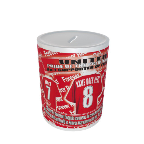 Personalised Manchester United Football Shirt Ceramic Money Box Gift on ...