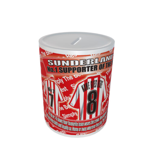 Personalised Sunderland Football Shirt Ceramic Money Box Gift on OnBuy
