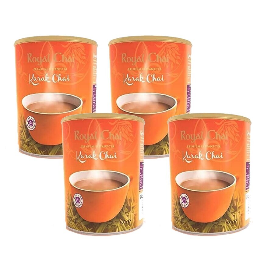 Royal Chai Karak Chai Sweetened Tub 400g (Pack of 4), Premium Instant ...