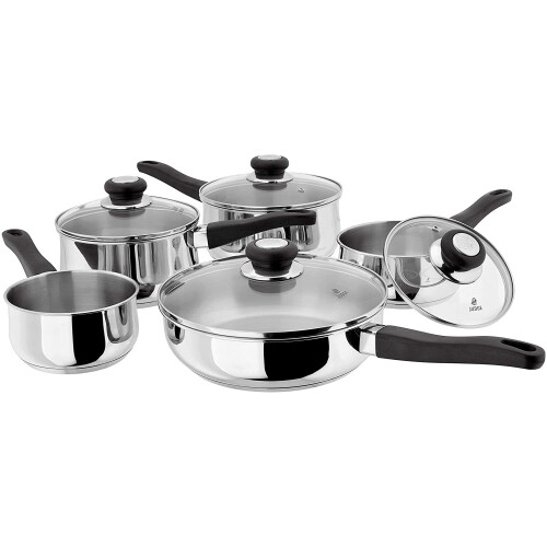 Judge Kitchen Stainless Steel Vista 5 Piece Saucepan and Lid Set w Cool ...