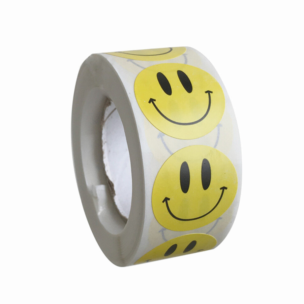 500 Pcs/roll Cute Smiley Face Sticker for Kids Children Reward Yellow ...