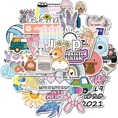 50pcs/set Cute Cartoon INS Style Vsco Girl Stickers for Laptop Moto ...