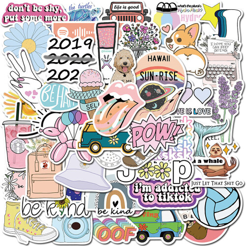 50pcs/set Cute Cartoon INS Style Vsco Girl Stickers for Laptop Moto ...