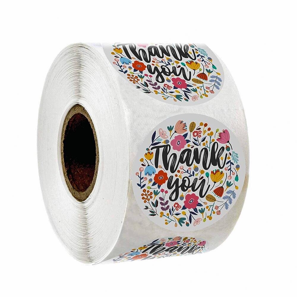 500 Pcs/roll Round Thank You Stickers Seal Labels 1 Inch Colorful ...