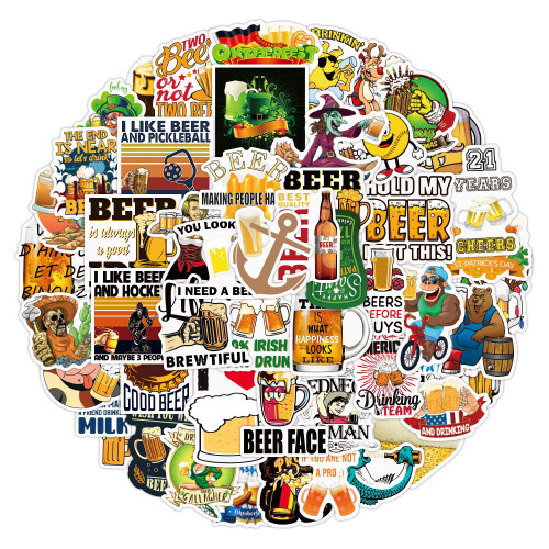 50PCS/set Funny Drink Beer Stickers Pack Spoof Expression Weed 420 ...