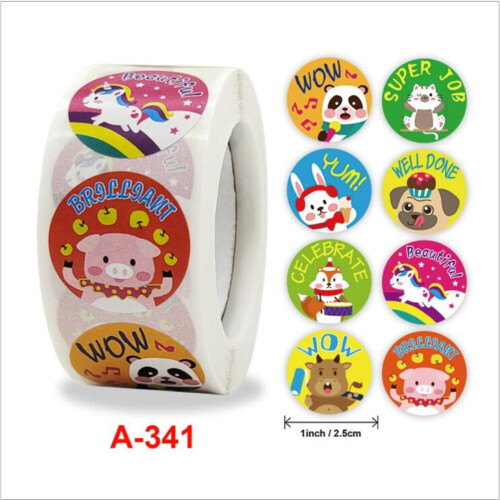 500 Pcs/roll Cartoon Cute Cat Animal Stickers For School Reward Label ...