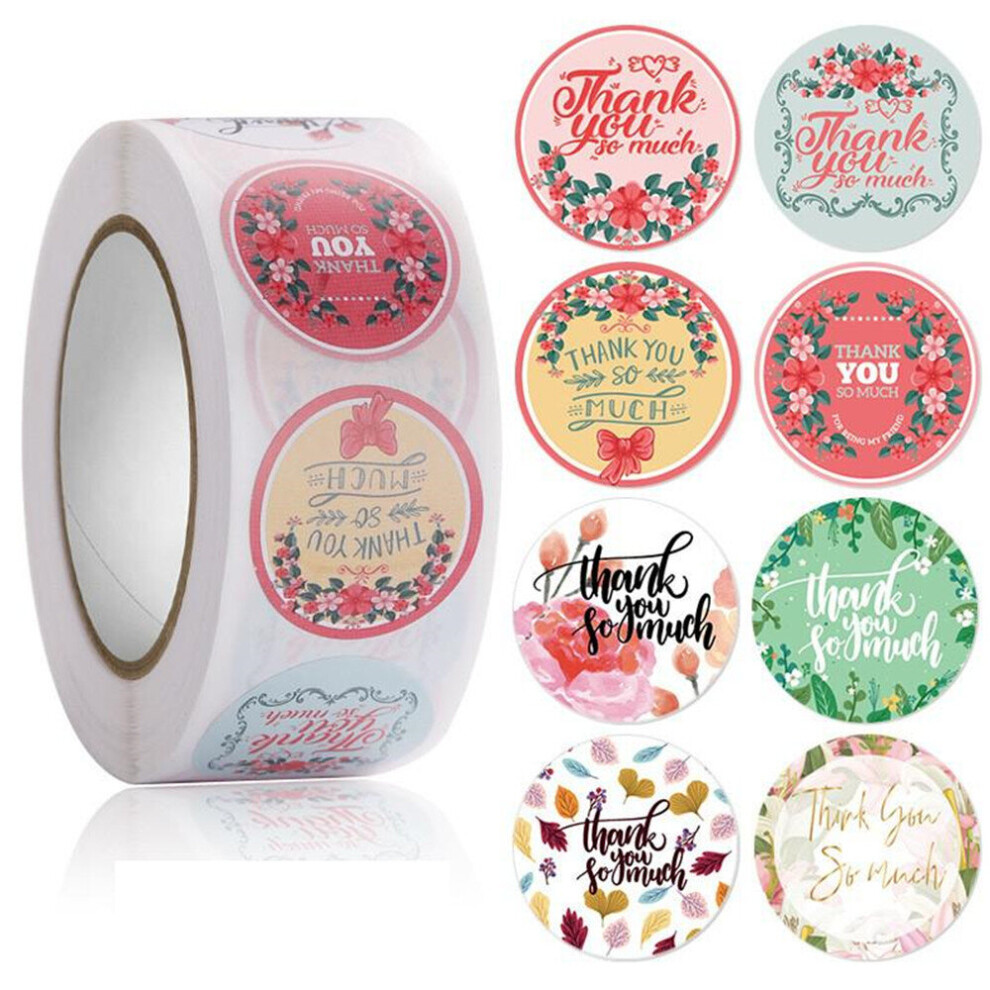Wreath Thank You Stickers, 500pcs Round Thank You Sticker Labels for ...
