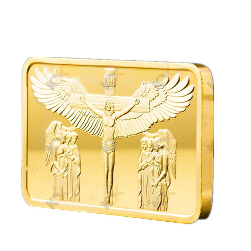 2PCS Jesus Christ Cross The Hard Day Plated Christ Commemorative Bar on ...
