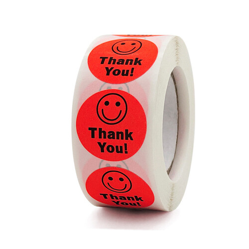 Smiley Face Stickers Happy Face Thank You Sticker Roll Circle Dots ...