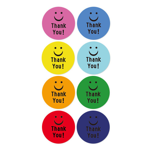 500pcs/roll Smiley Face Stickers Happy Face Thank You Sticker Roll ...