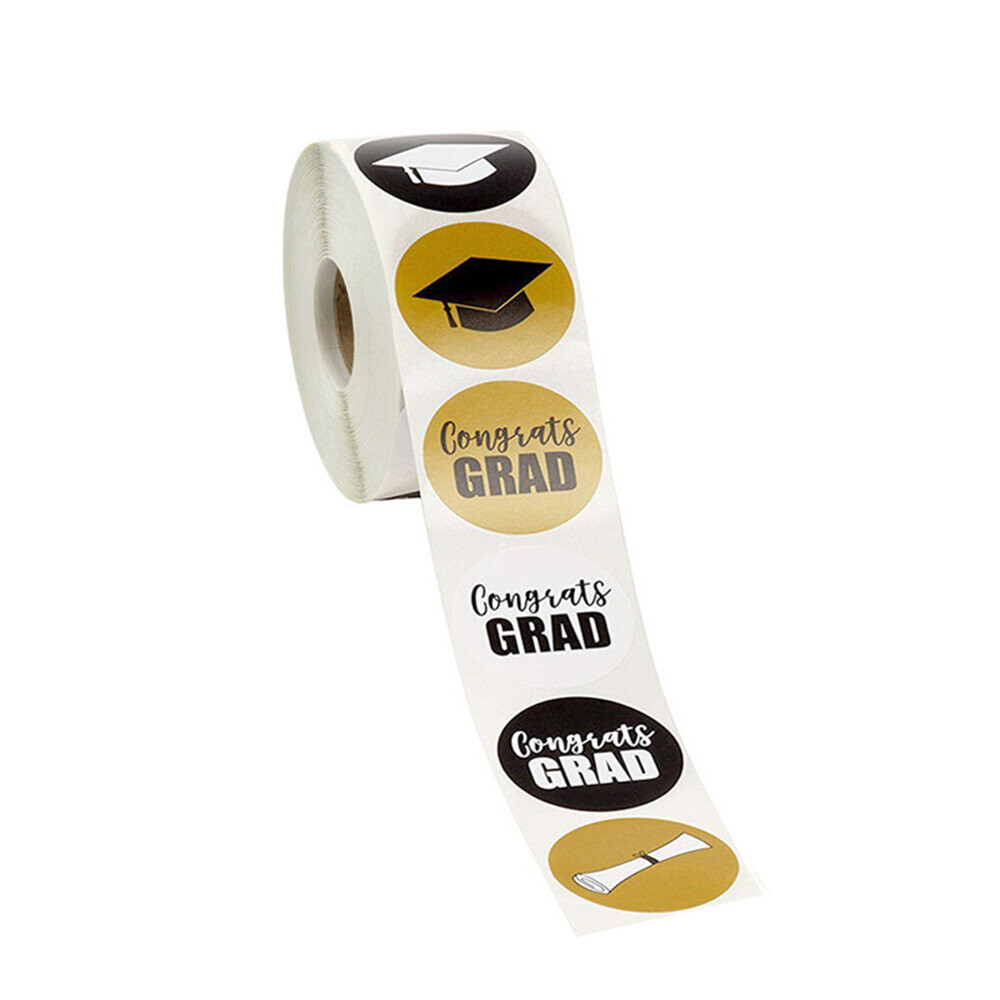 500pcs/roll 8 designs Round graduation stickers graduation caps and ...
