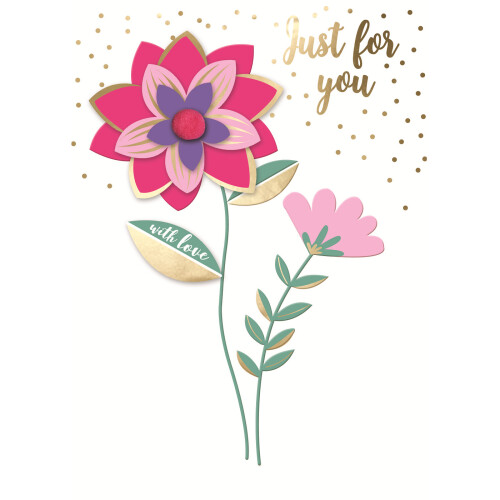 Flower Just For You With Love Embellished Birthday Greeting Card ...