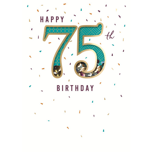75th Birthday Loose Sequins Embellished Birthday Greeting Card ...