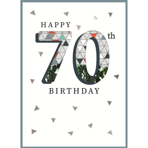 70th Birthday Loose Sequins Embellished Birthday Greeting Card ...