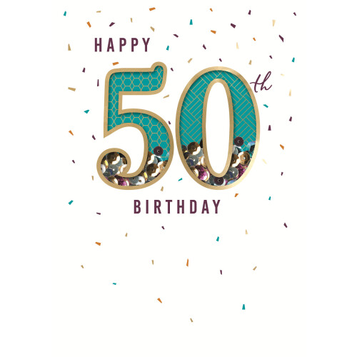 Happy 50th Birthday Enjoy Embellished Birthday Greeting Card Autograph ...