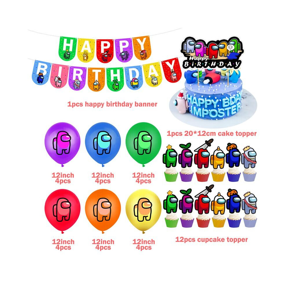 (Full Set(Birthday Party)) AMONG US Birthday Party Decor Supplies ...