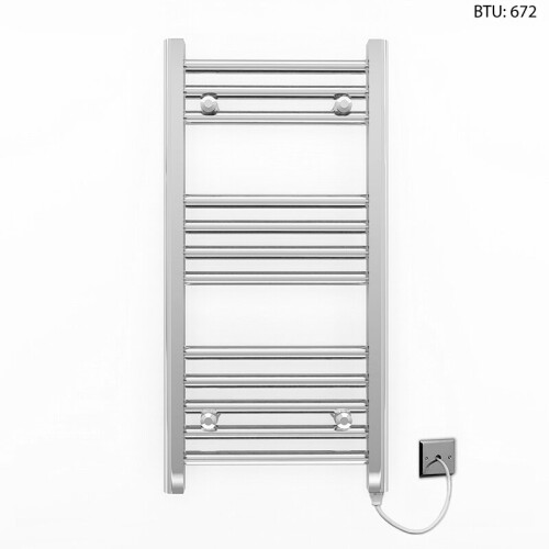 (400 x 700mm (BTU: 672)) Chrome Electric Bathroom Towel Rail Radiator ...