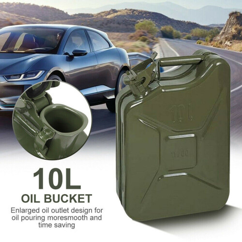 10L METAL JERRY CAN GREEN CAR STORAGE FUEL PETROL DIESEL CONTAINER on OnBuy