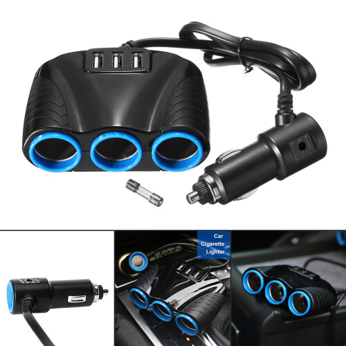 Multi Socket Car Cigarette Splitter Lighter Adapter USB Plug Charger on ...