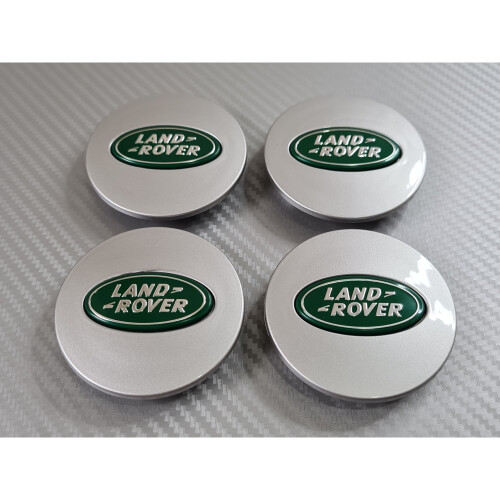 Land Rover Wheel Centre Caps - Silver/Green on OnBuy